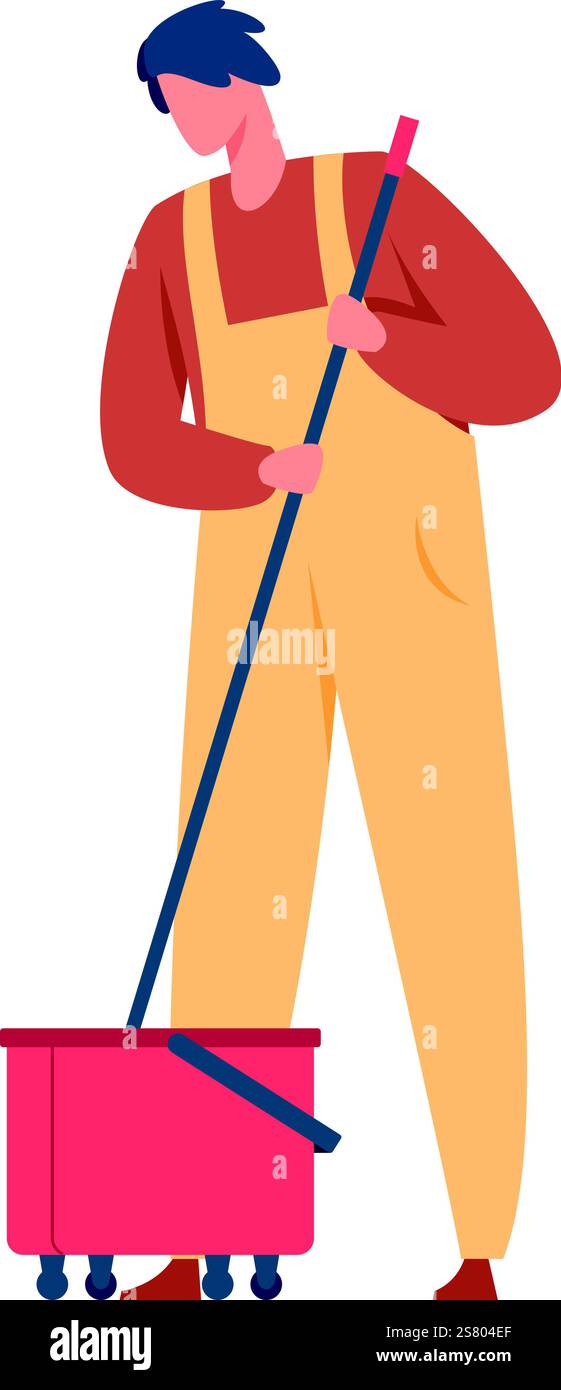 Male worker holding bucket Stock Vector Images - Alamy