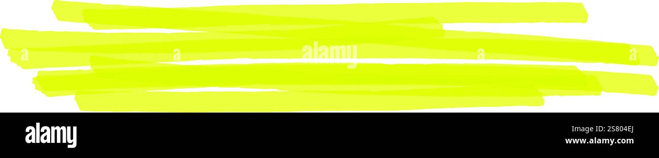 Horizontal brush strokes of vibrant yellow highlighter ink create a ...