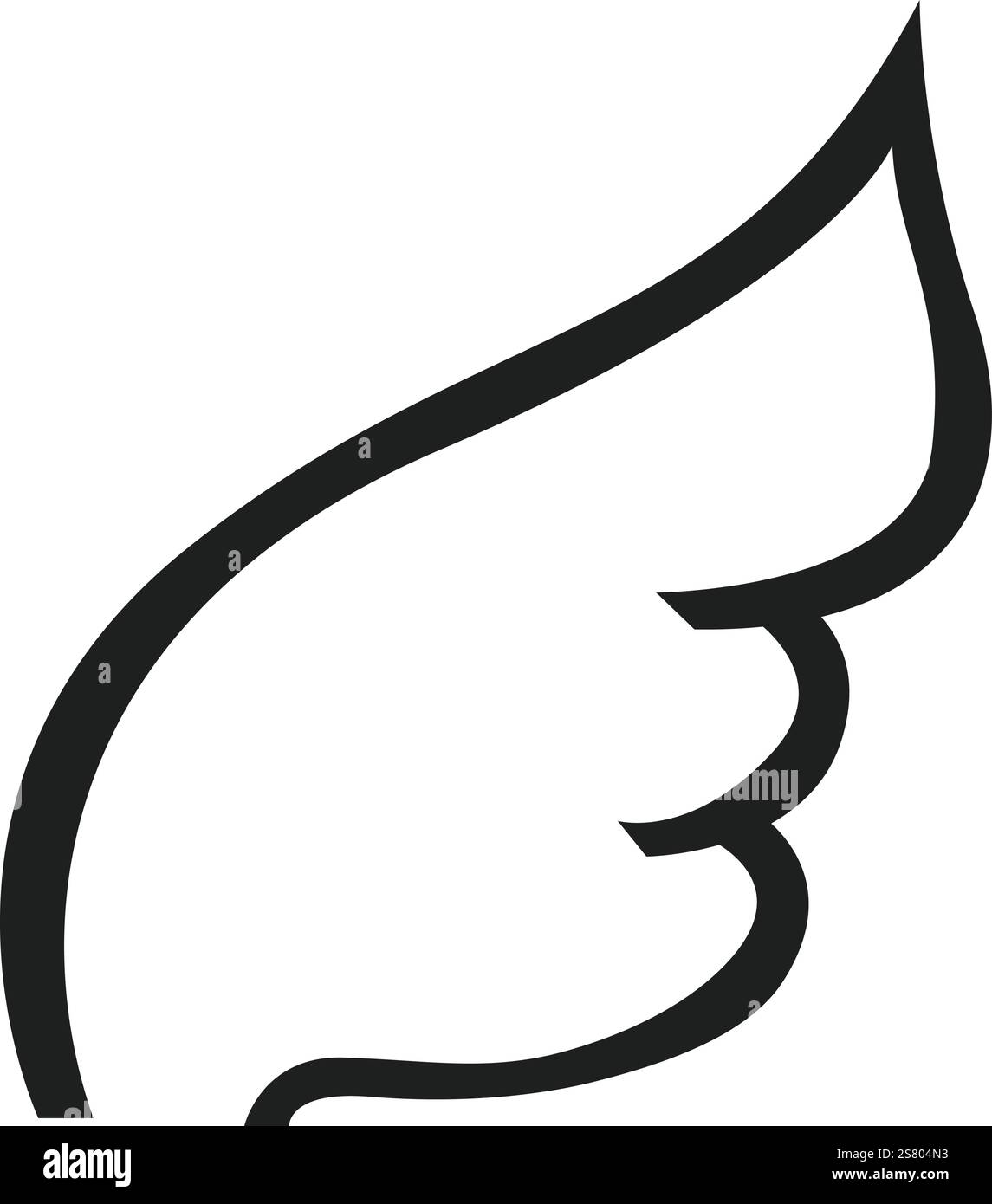 Minimalist illustration featuring a single, gracefully curved wing ...