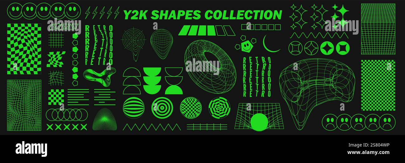 Abstract geometry wireframe shapes and patterns, cyberpunk elements ...