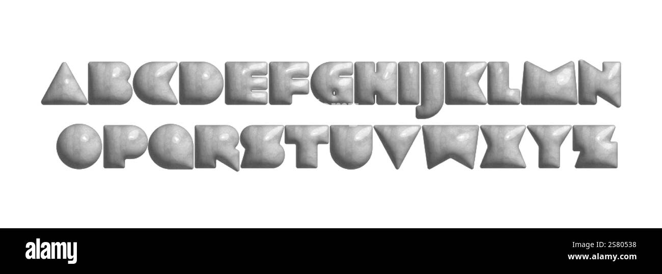 Marble 3D letters, thick geometric typeface with stone texture, heavy ...