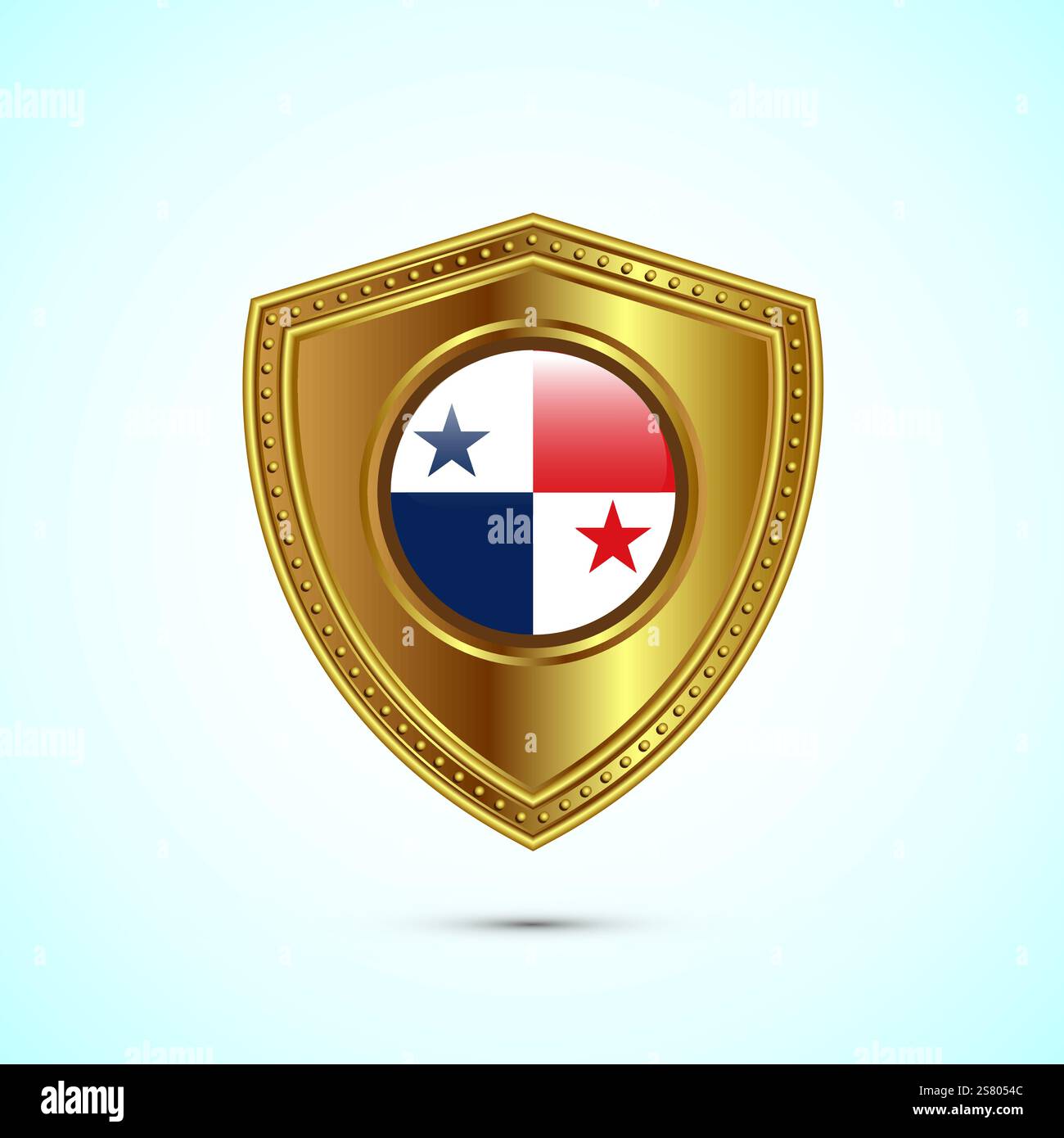 Rounded flag of Panama with glossy gold shield Stock Vector Image & Art ...