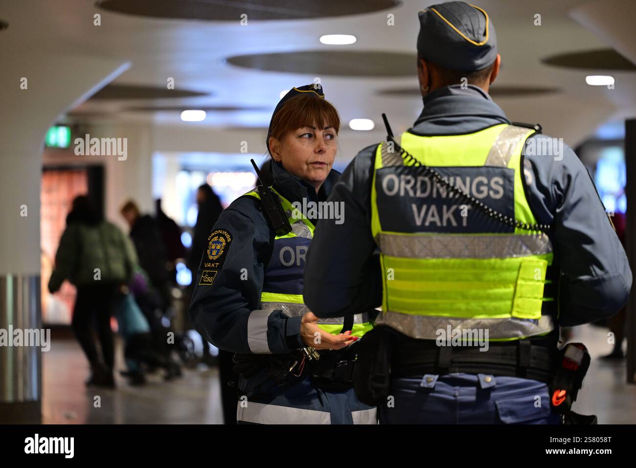Stockholm, Uppland, Sweden. January 2 2025. Security guards in the ...