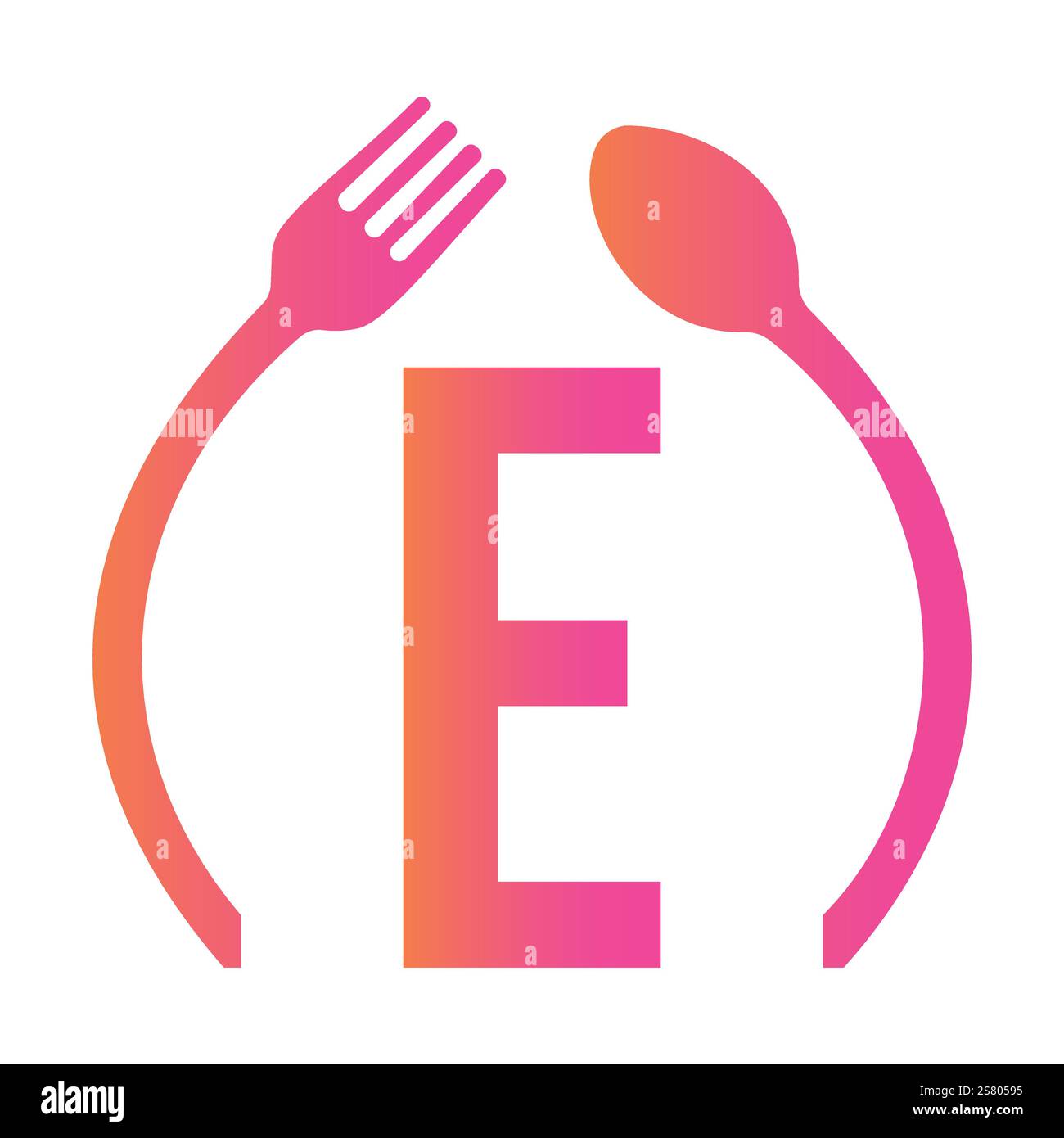Initial Letter E Restaurant Logo Design Concept With Spoon and Fork ...