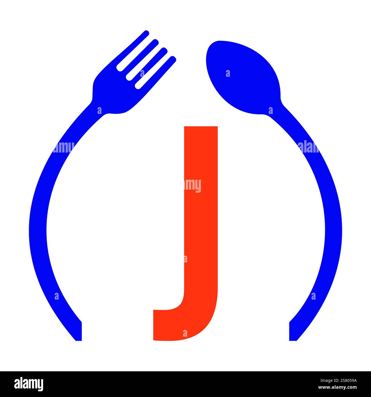 Initial Letter J Restaurant Logo Design Concept With Spoon and Fork ...