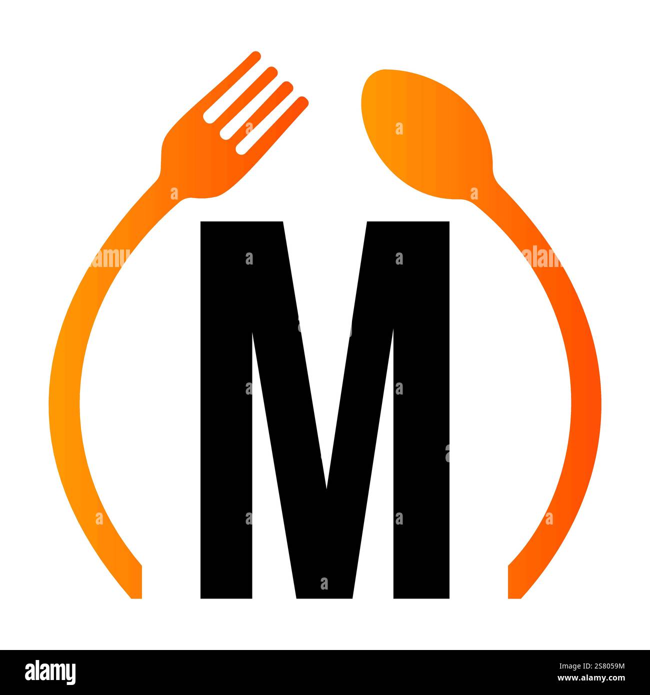 Initial Letter M Restaurant Logo Design Concept With Spoon and Fork ...
