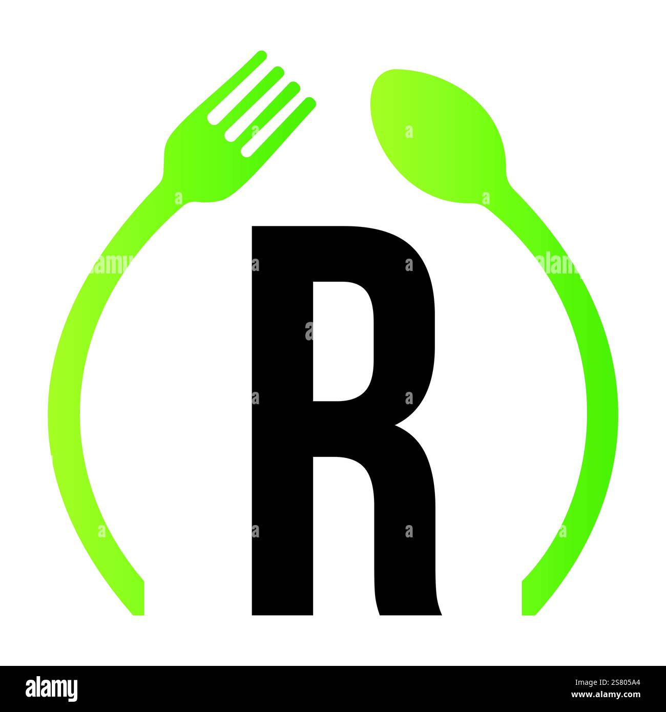 Initial Letter R Restaurant Logo Design Concept With Spoon and Fork ...