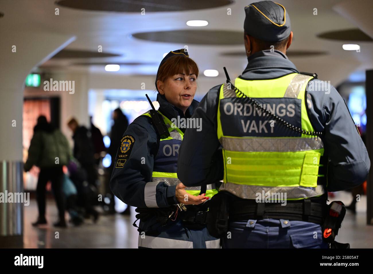 Stockholm, Uppland, Sweden. January 2 2025. Security guards in the ...