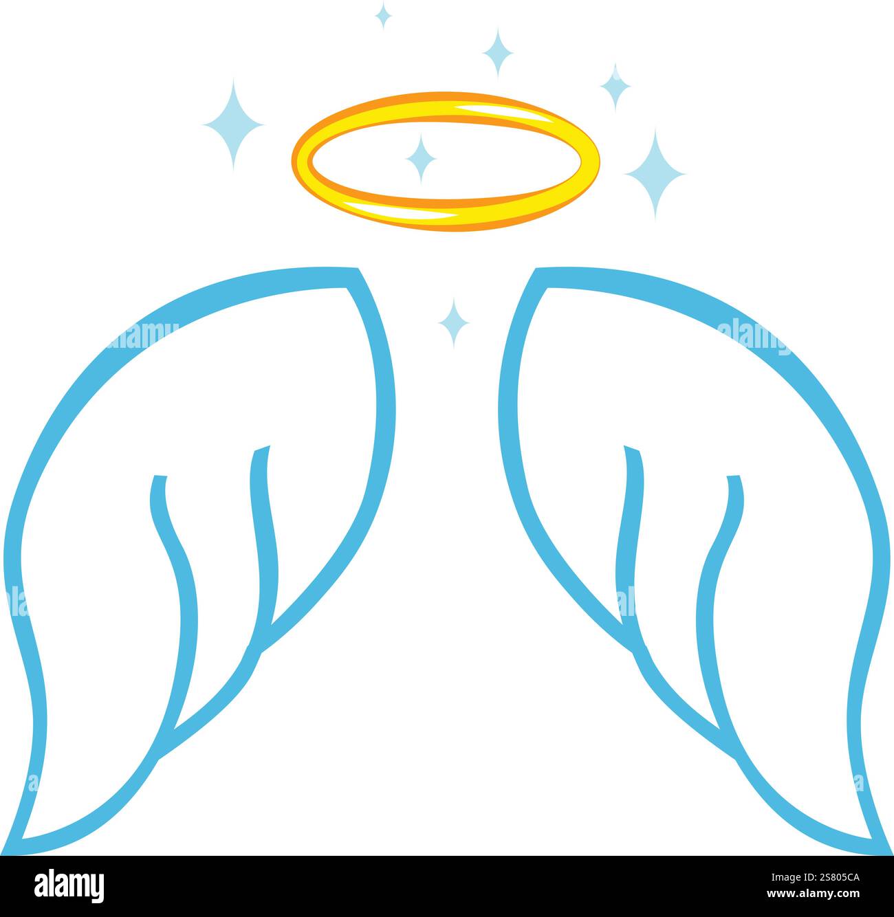 Cartoon drawing of angel wings and halo shining with bright sparkles ...