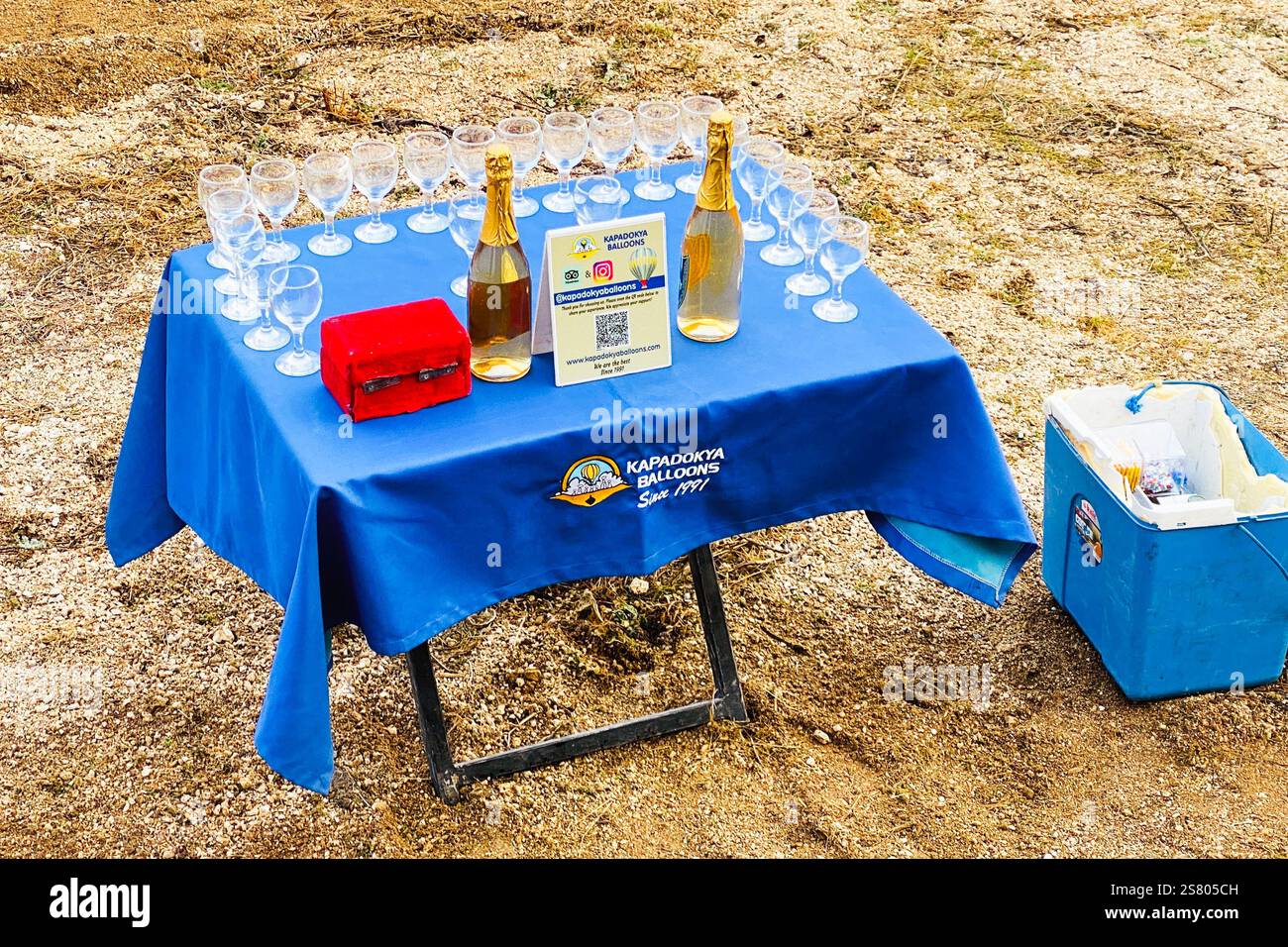 Goreme, Turkey - 27th december, 2024: Hot air balloon after flight celebration ceremony in ...