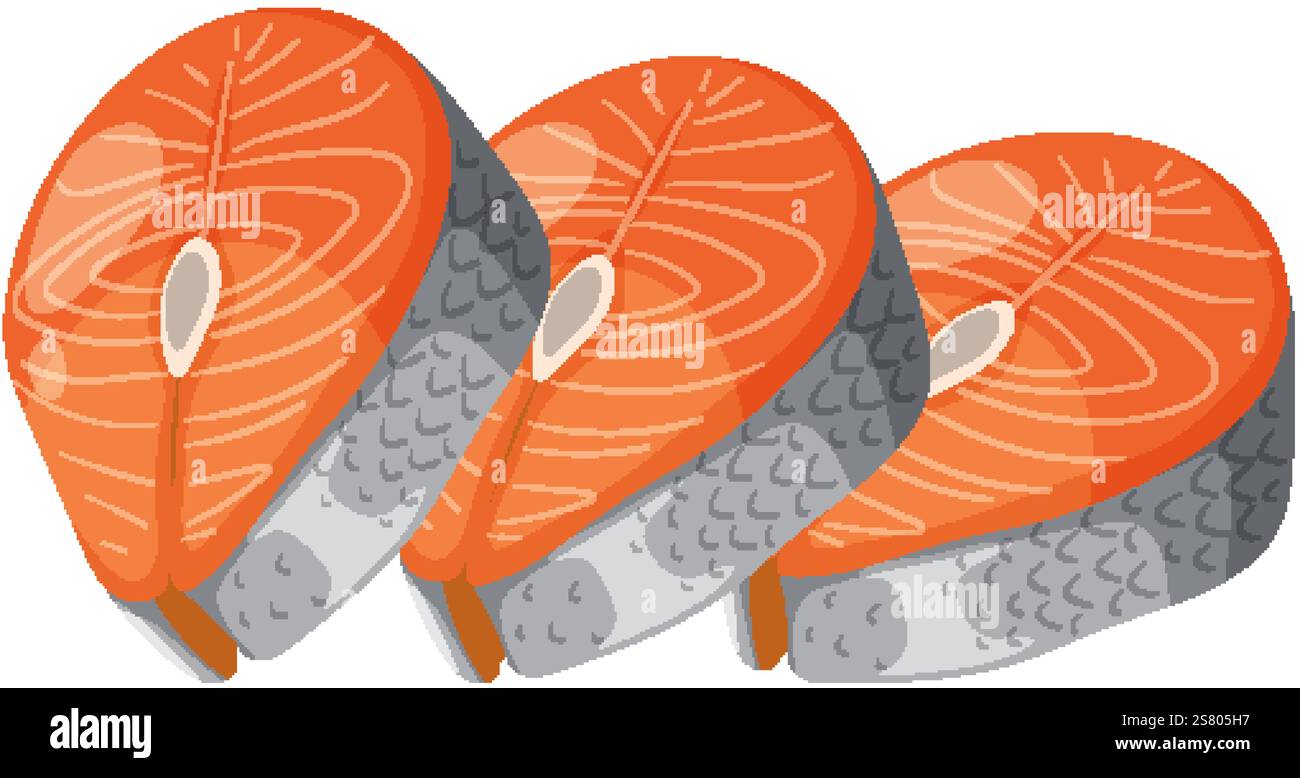 Raw fish salmon steaks Stock Vector Images - Alamy