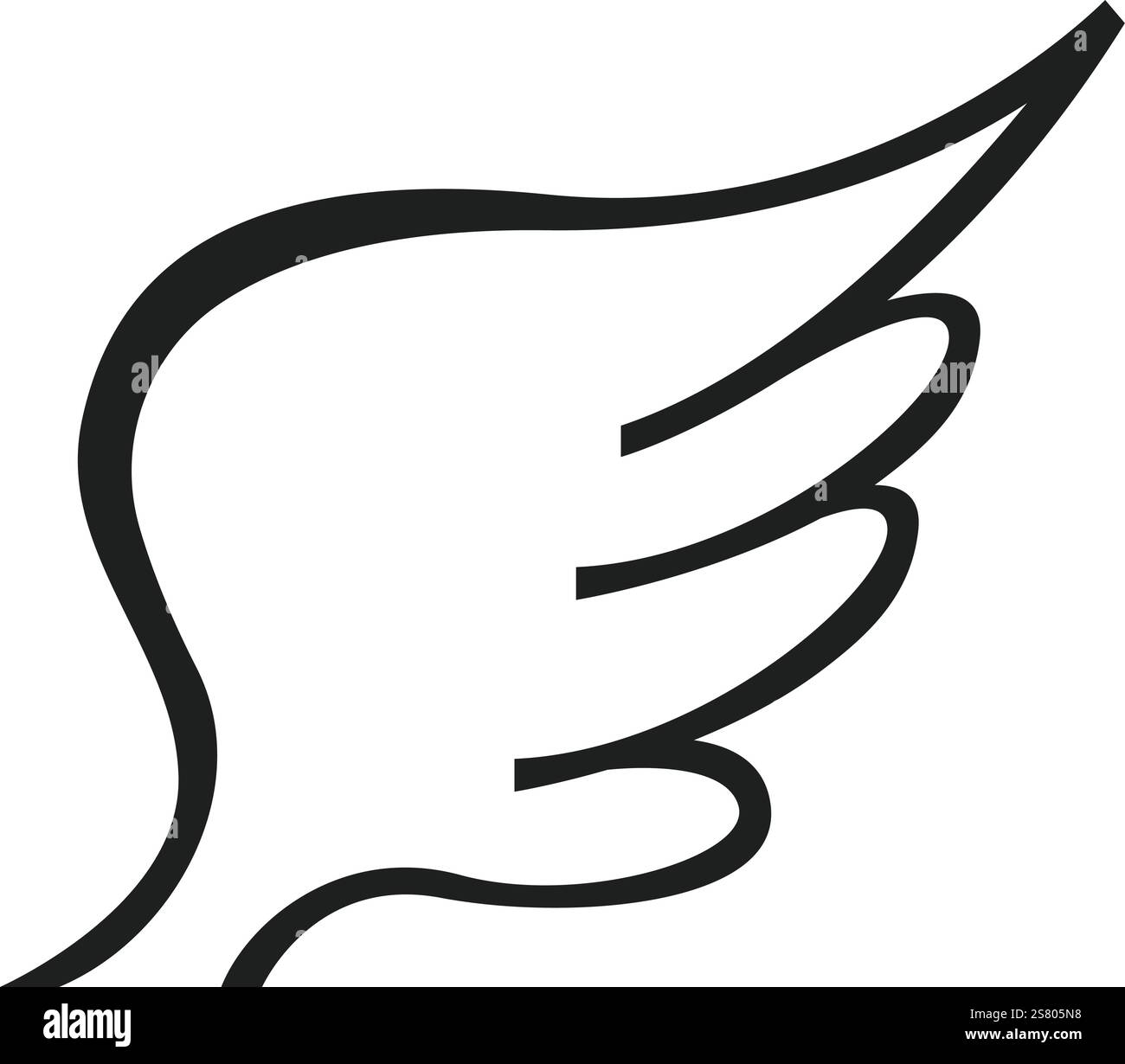 Minimalist illustration of a wing, symbolizing freedom, flight, and ...