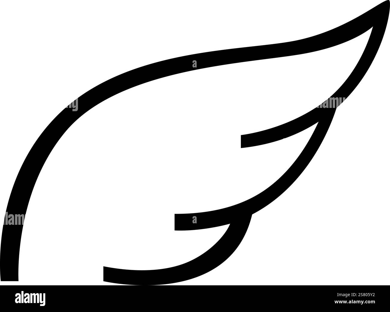 Minimalist vector illustration featuring a gracefully curved black wing ...