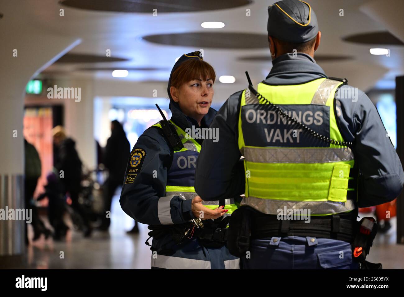 Stockholm, Uppland, Sweden. January 2 2025. Security guards in the ...