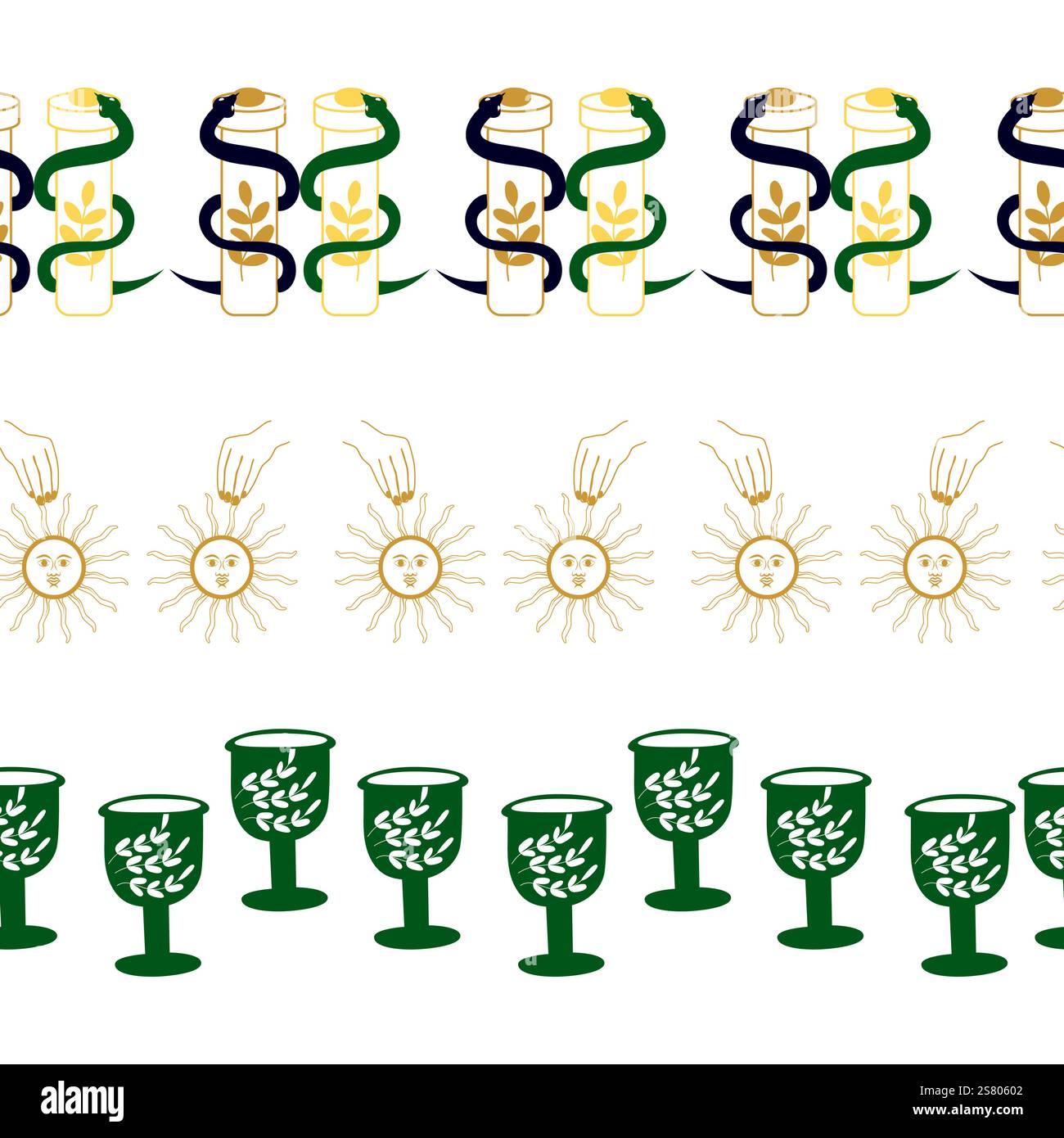 Horizontal border, set Magic and heavens seamless pattern, with magical ...