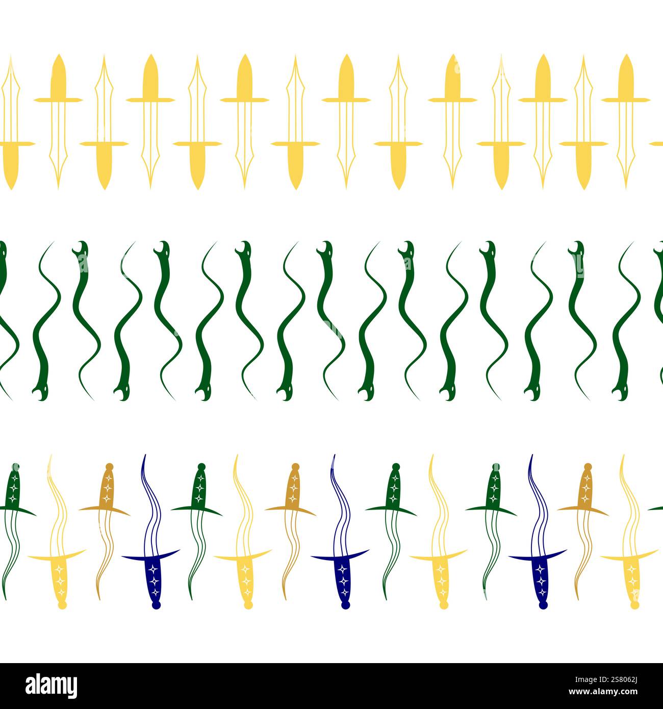 Horizontal border, set Magic and heavens seamless pattern, with magical ...