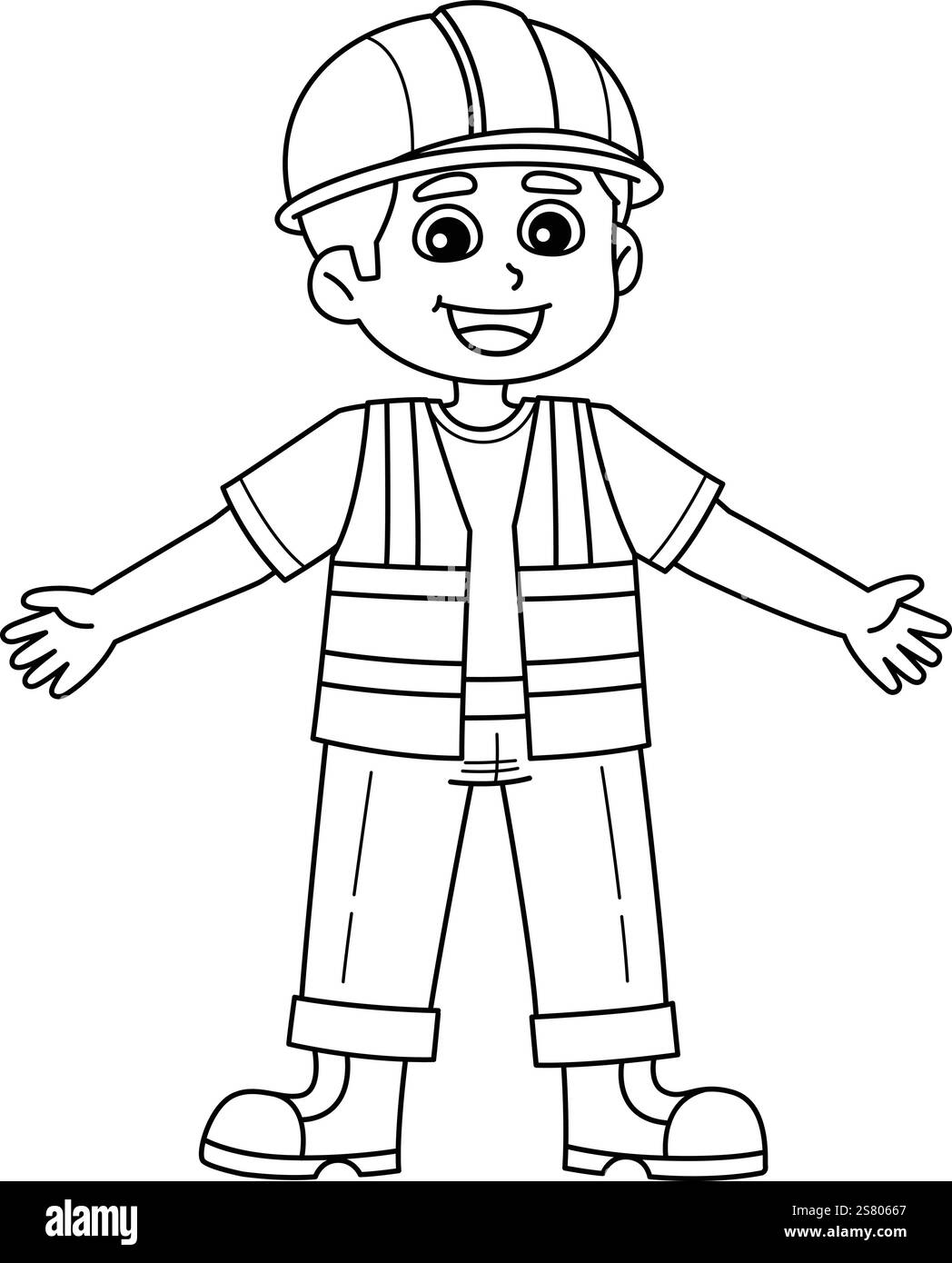 Male Construction Worker Isolated Coloring Page Stock Vector Image ...