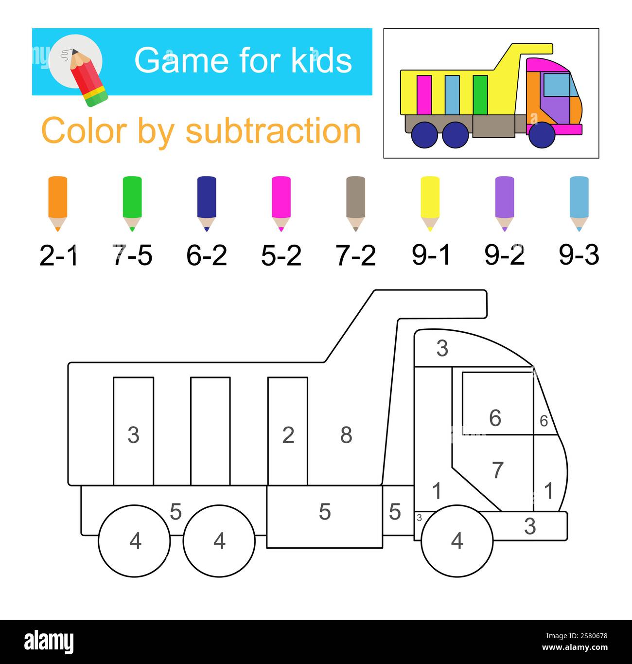 Math game for children. Coloring page Stock Vector Image & Art - Alamy