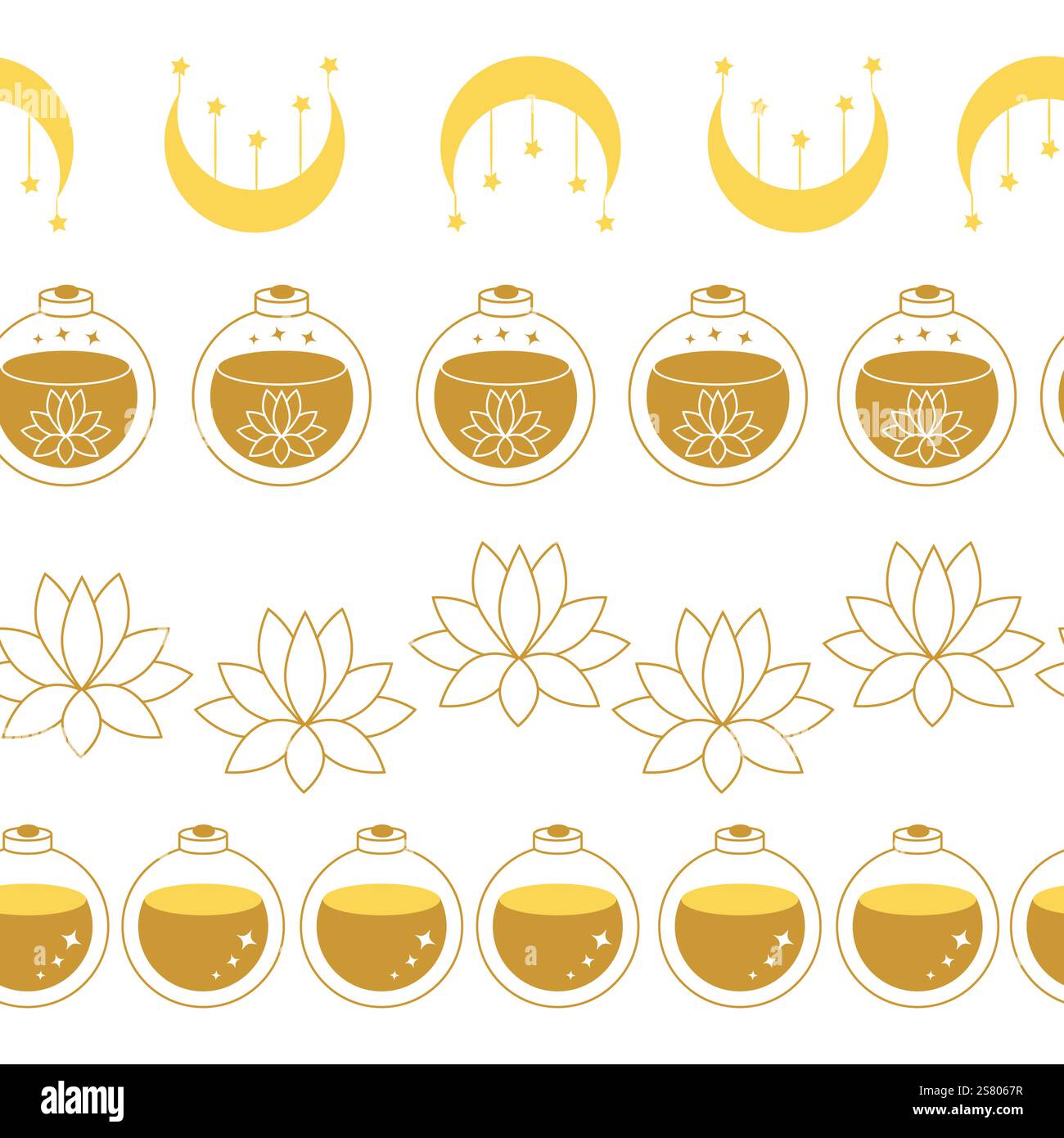 Horizontal border, set Magic and heavens seamless pattern, with magical ...