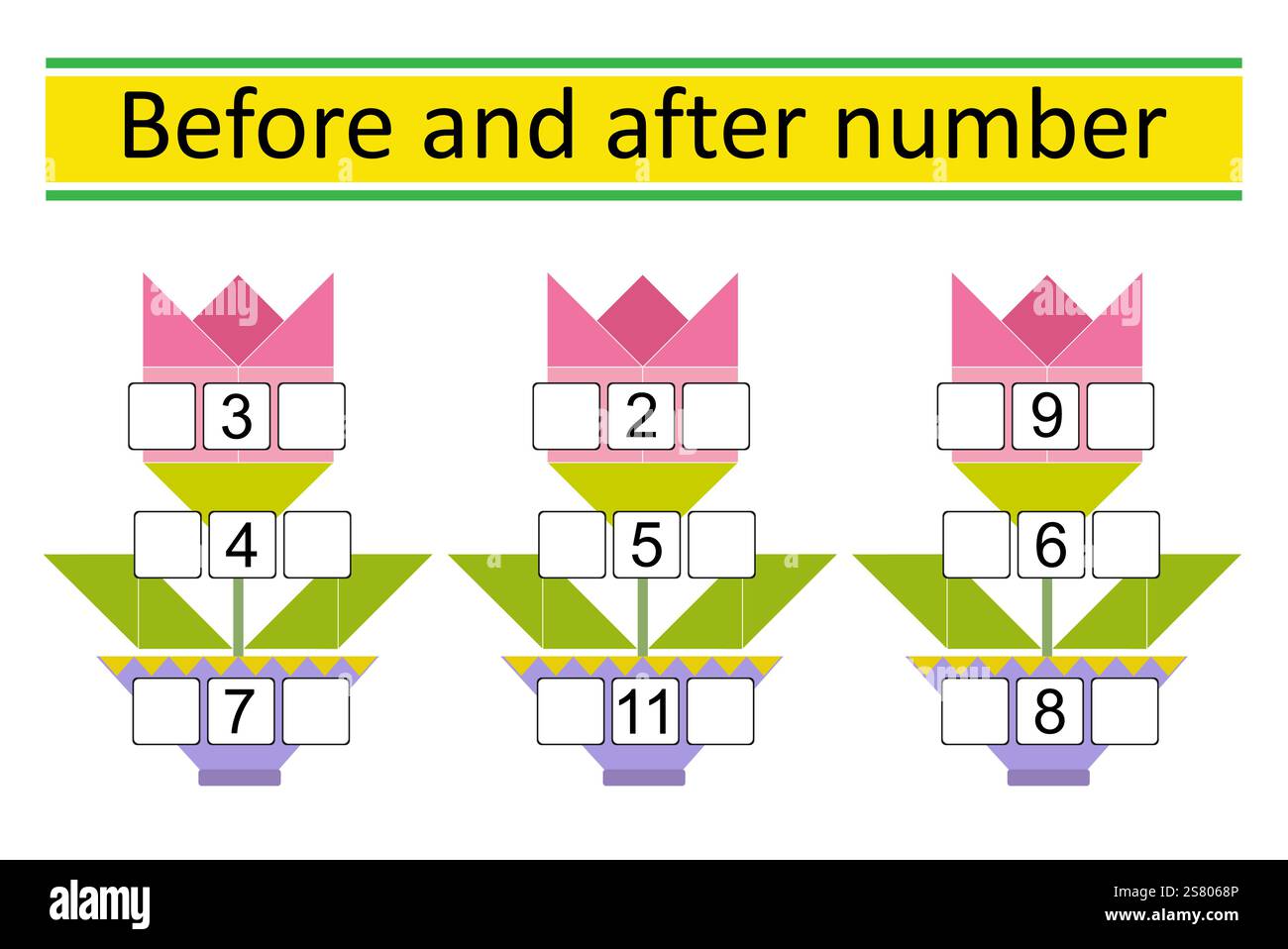 Math game for kids. Before and after number Stock Vector Image & Art ...