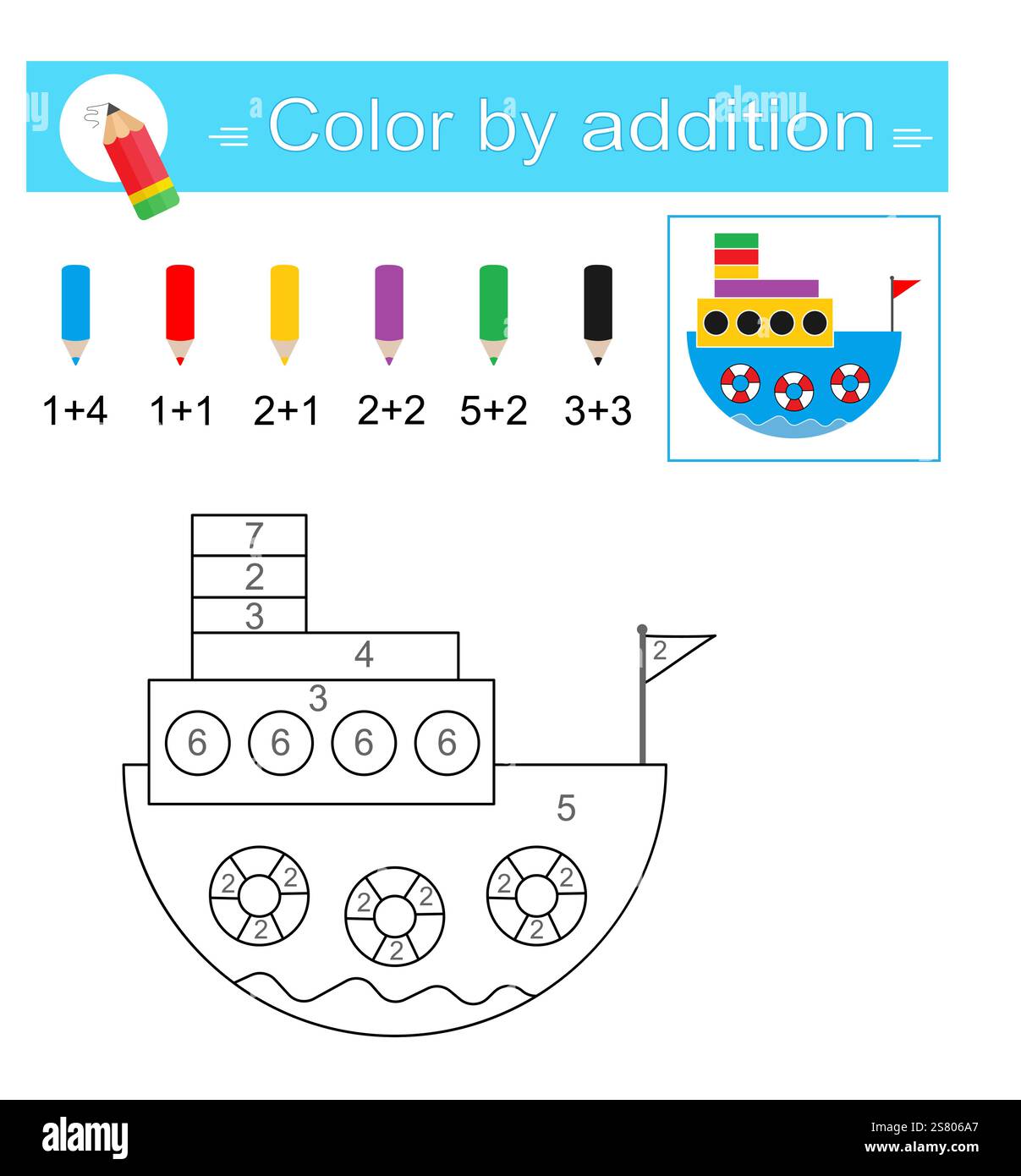 Math addition worksheet kids colorful hi-res stock photography and ...