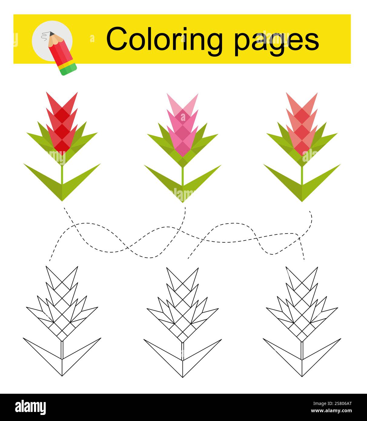 Flower coloring pages for kids hi-res stock photography and images - Alamy