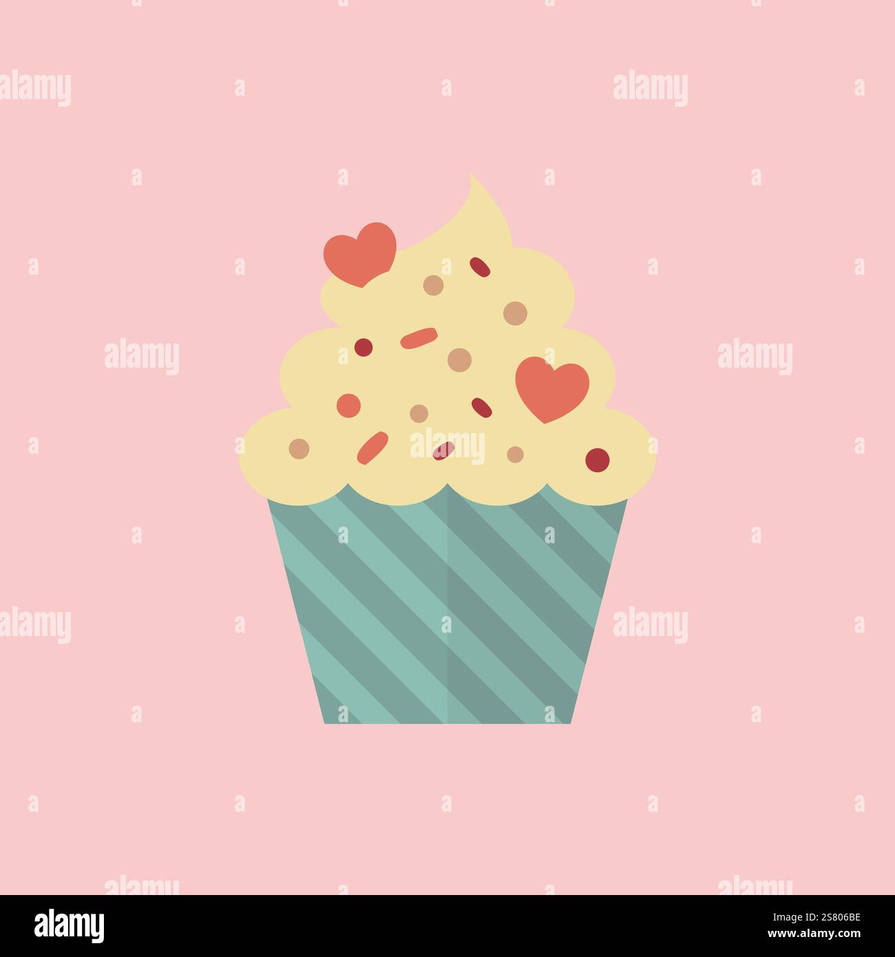 cupcake with hearts. Playful valentines scene. Vector illustration ...