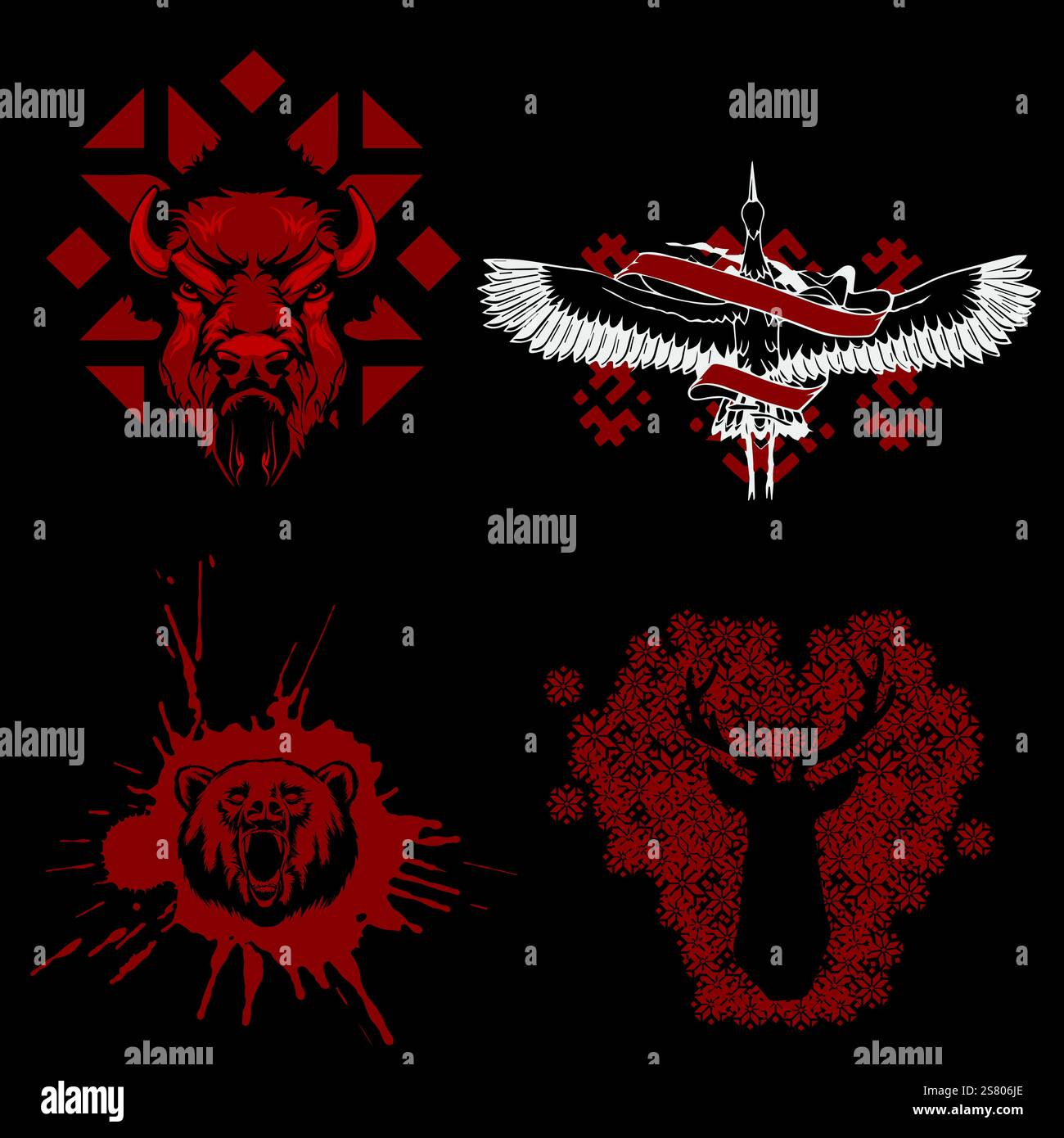 drawings with animals and national symbols of Belarus Stock Vector ...