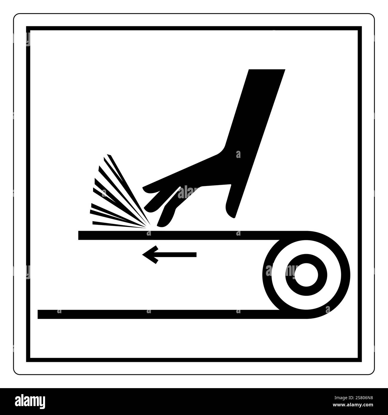 Hand Symbol Representing Caution While Using a Conveyor Belt in a ...