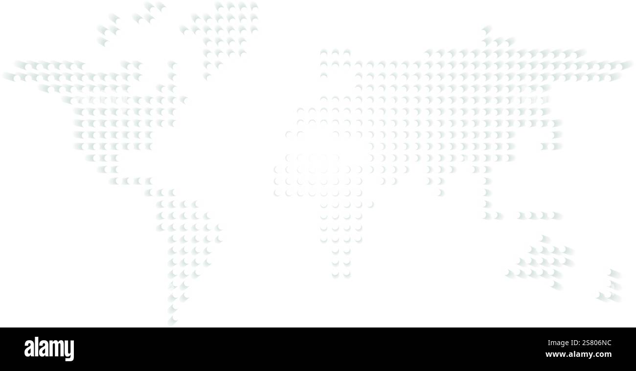 Dotted World map. White dots with dropped shadow on white background ...