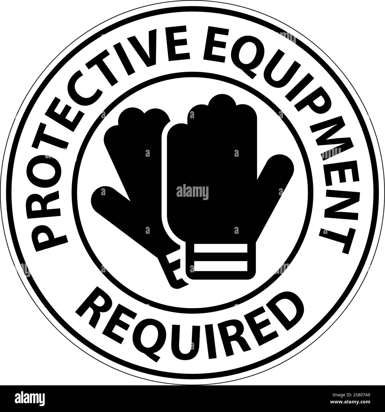 Circular Black and White Sign Indicating Protective Equipment Required ...