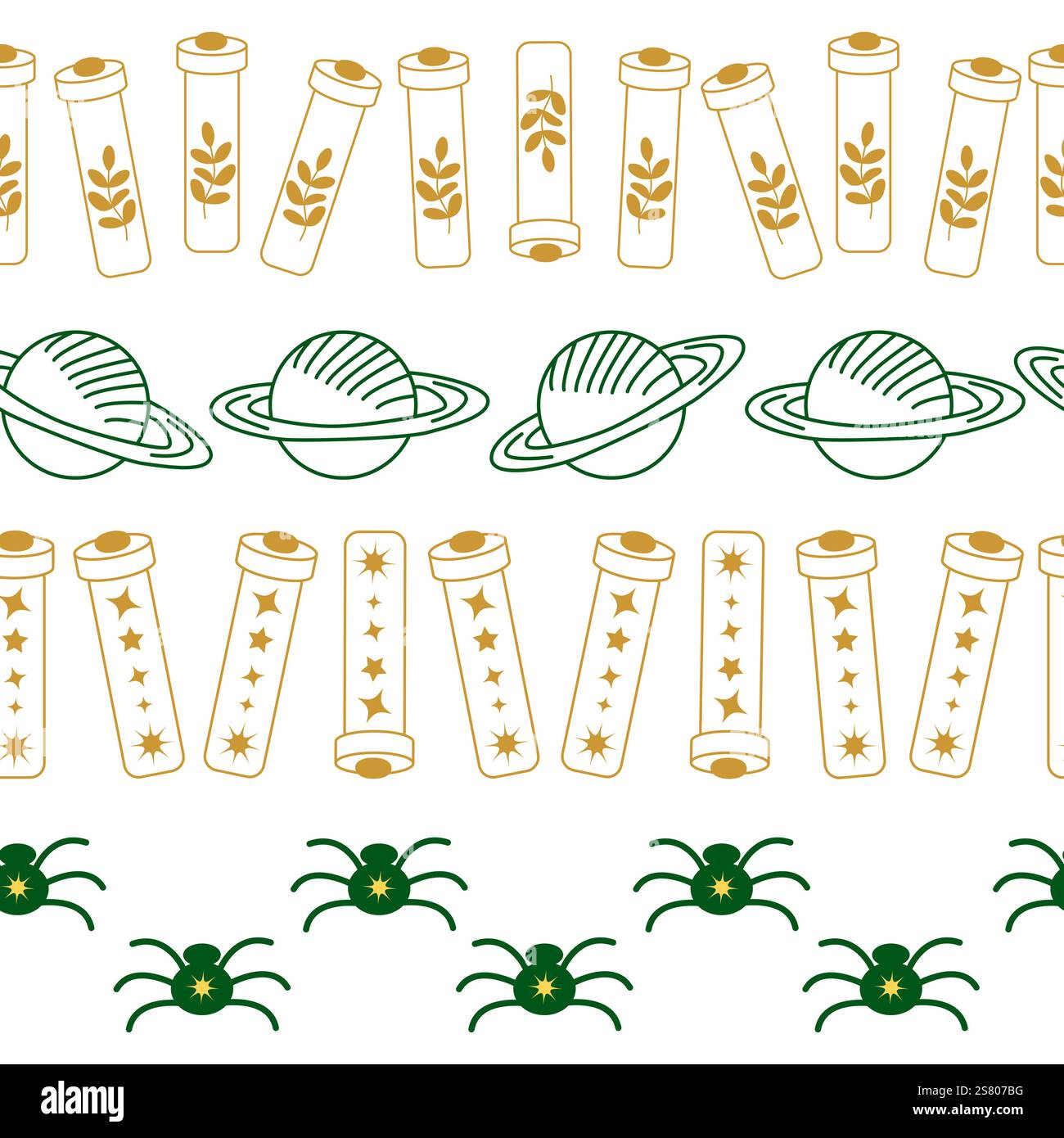 Horizontal border, set Magic and heavens seamless pattern, with magical ...