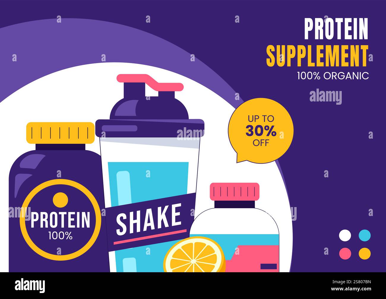 Flat Cartoon Protein Supplement Illustration for Social Media ...