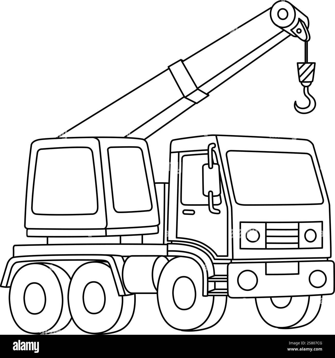 Construction Crane Truck Isolated Coloring Page Stock Vector Image ...