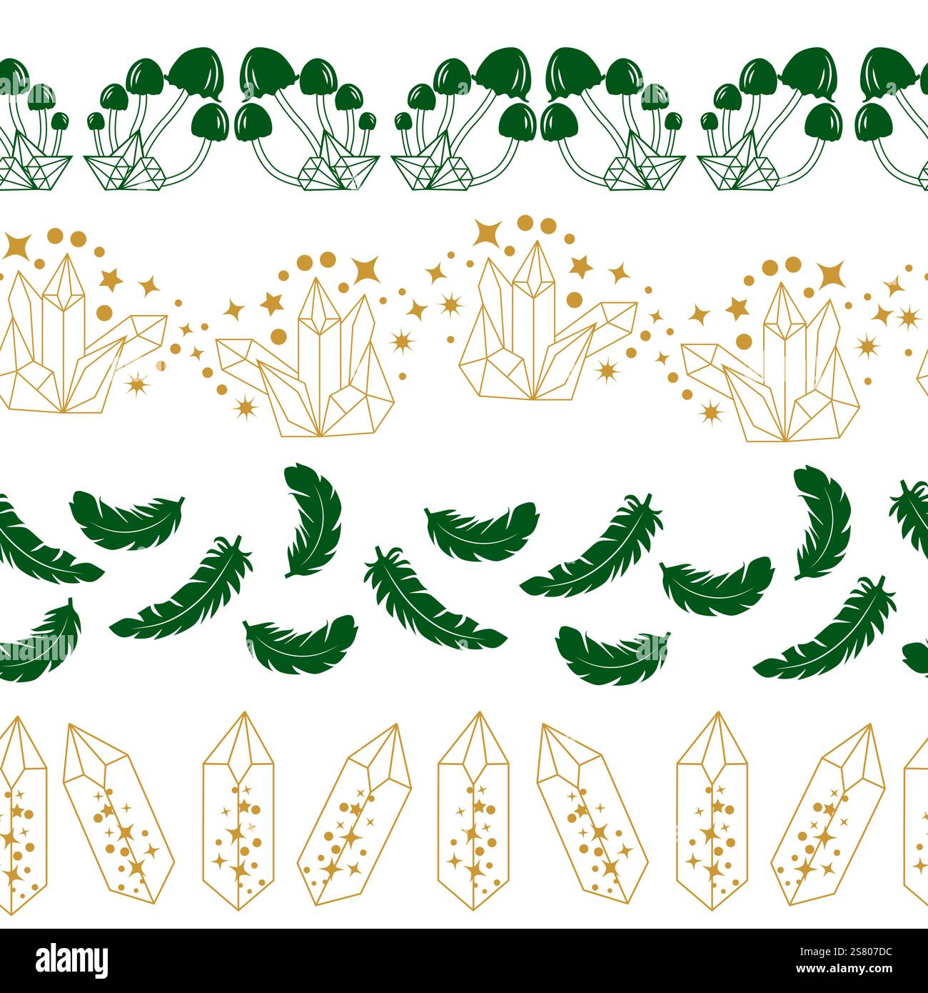 Horizontal border, set Magic and heavens seamless pattern, with magical ...