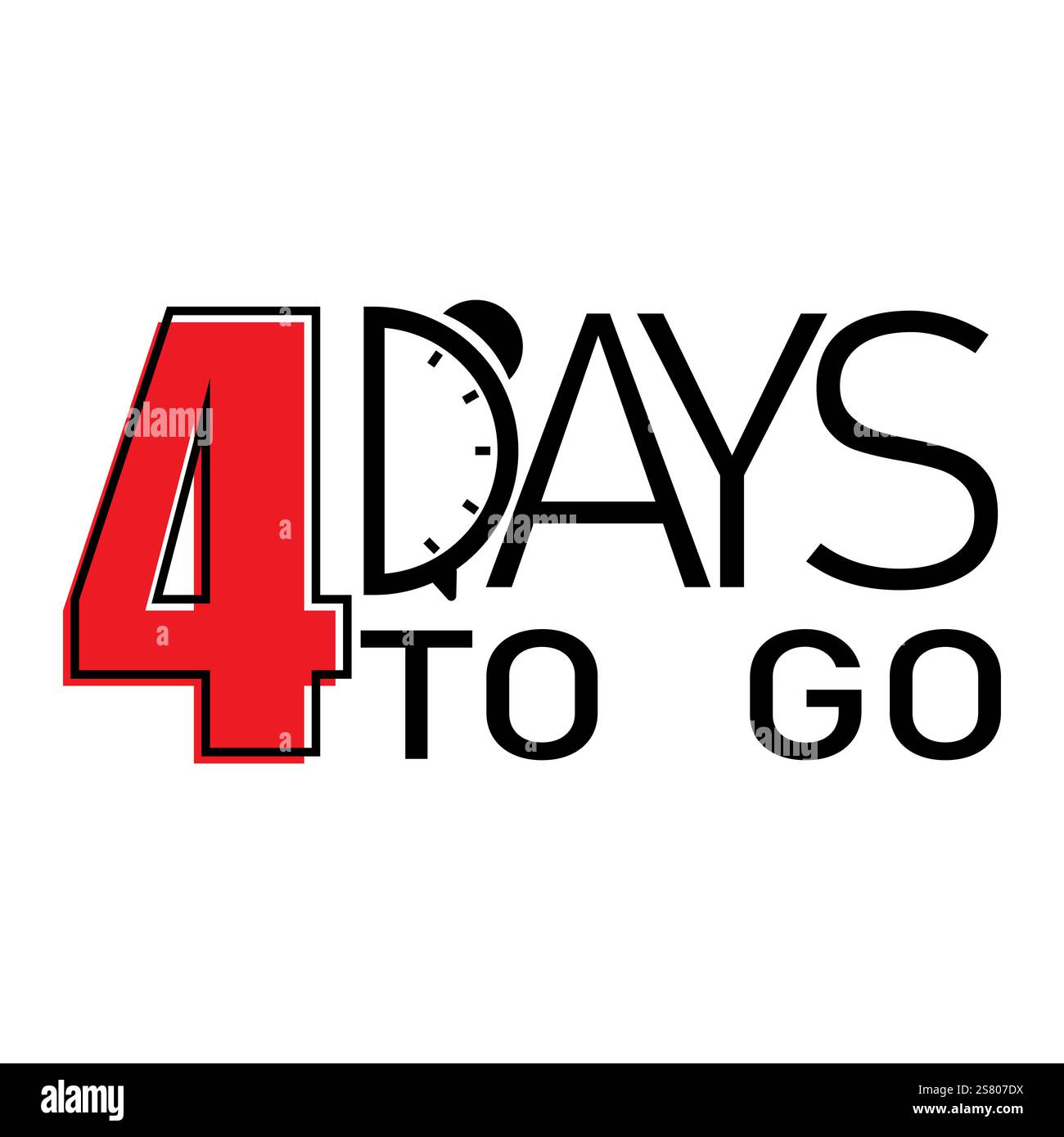 Countdown timer text. Bold red number. Four days remaining. Vector time countdown Stock Vector ...