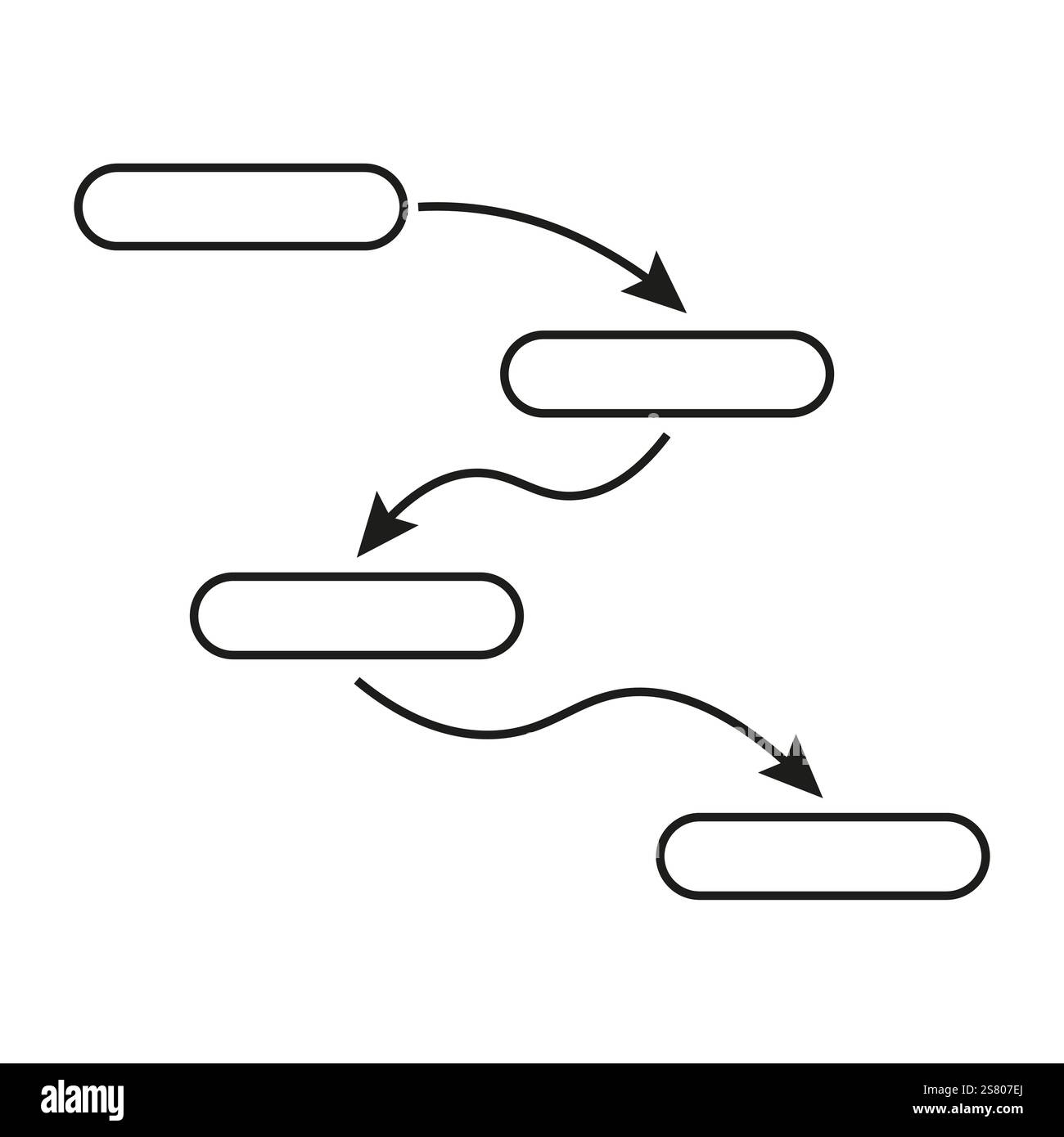 Flowchart vector shapes. Arrow connection lines. Abstract layout design. Black outline ...