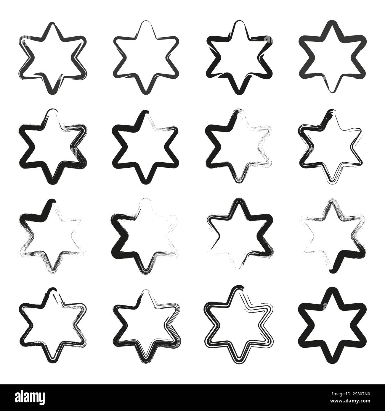Abstract star shapes. Black and white design. Artistic line textures ...