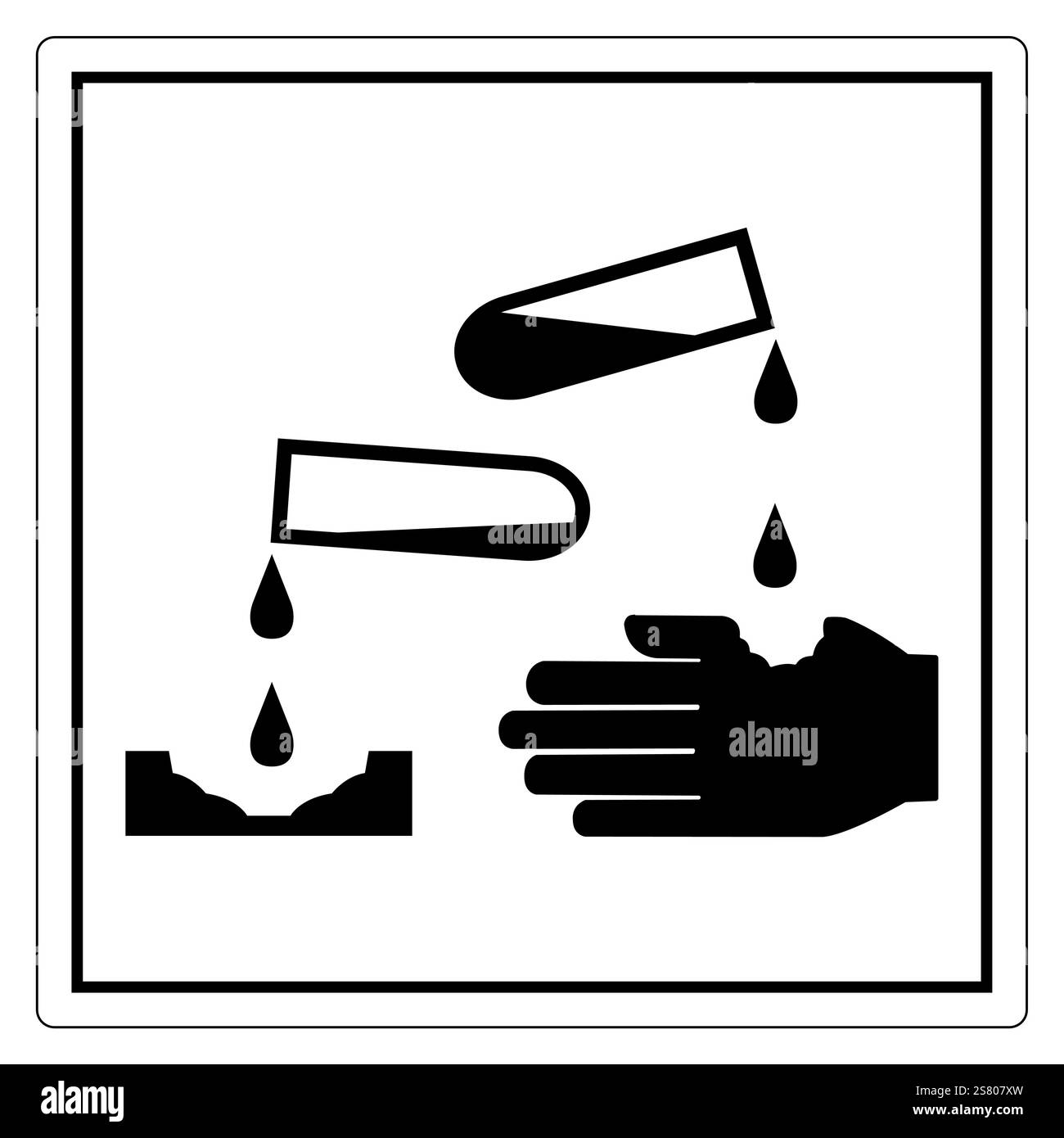 Caution Symbol for Hazardous Chemical Spills Featuring Test Tubes and ...