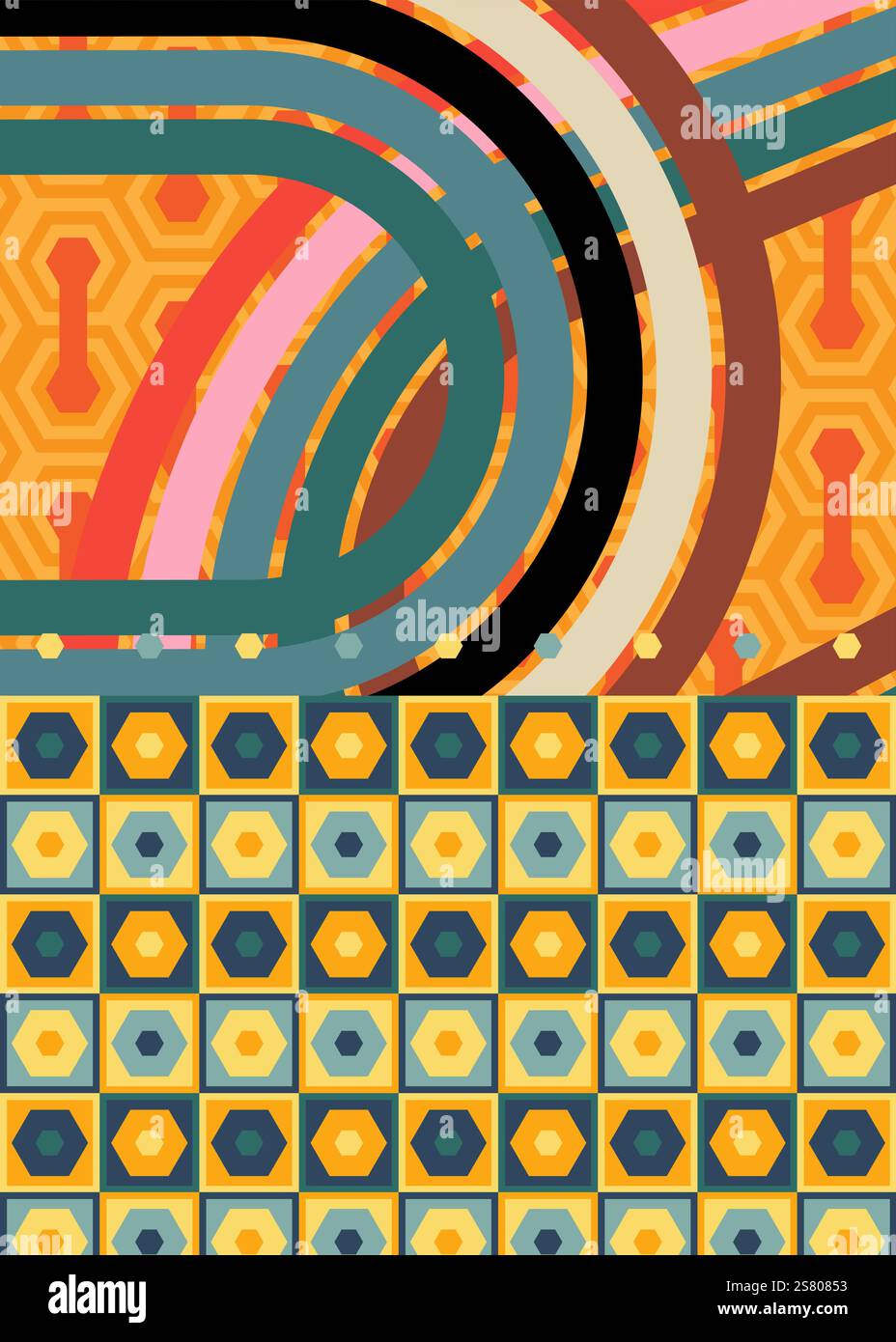 Retro 70s Background. Groovy abstract 1970s art template. Vintage ...