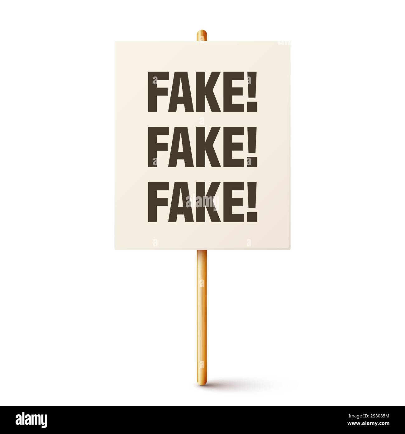 Protest sign with text slogan and wooden holder. Demonstration banner ...