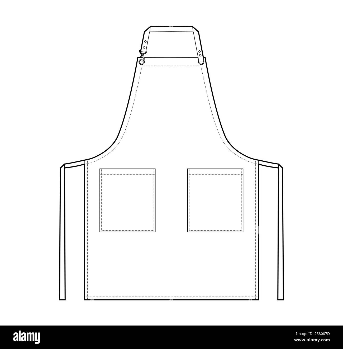 Clip Straps Aprons with two pockets technical fashion illustration ...