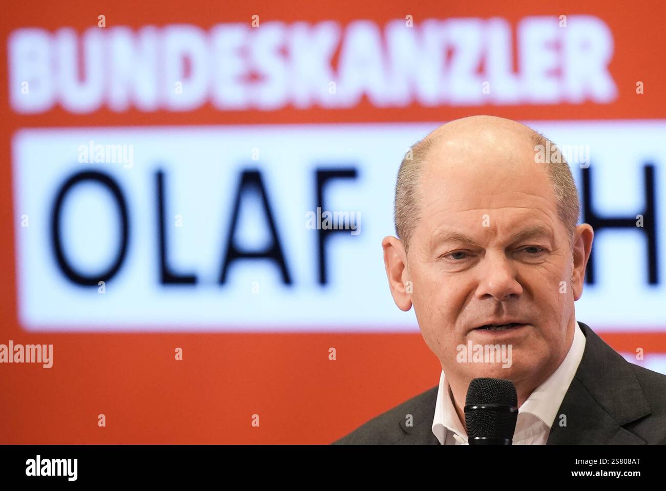 Bundeskanzler Olaf Scholz beim Wahlkampfauftritt in Frankfurt ...