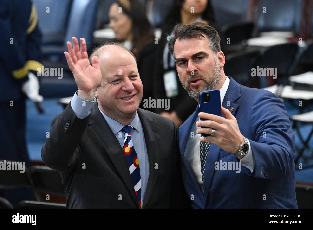 (L-R) Colorado Governor Jared Polis and Oklahoma Governor Kevin Stitt ...