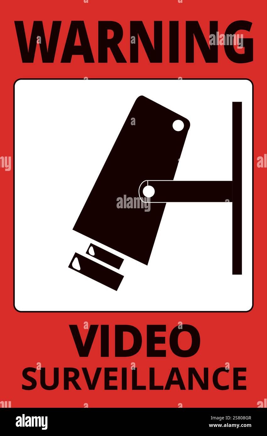 Warning video surveillance banner on a white background Stock Vector ...