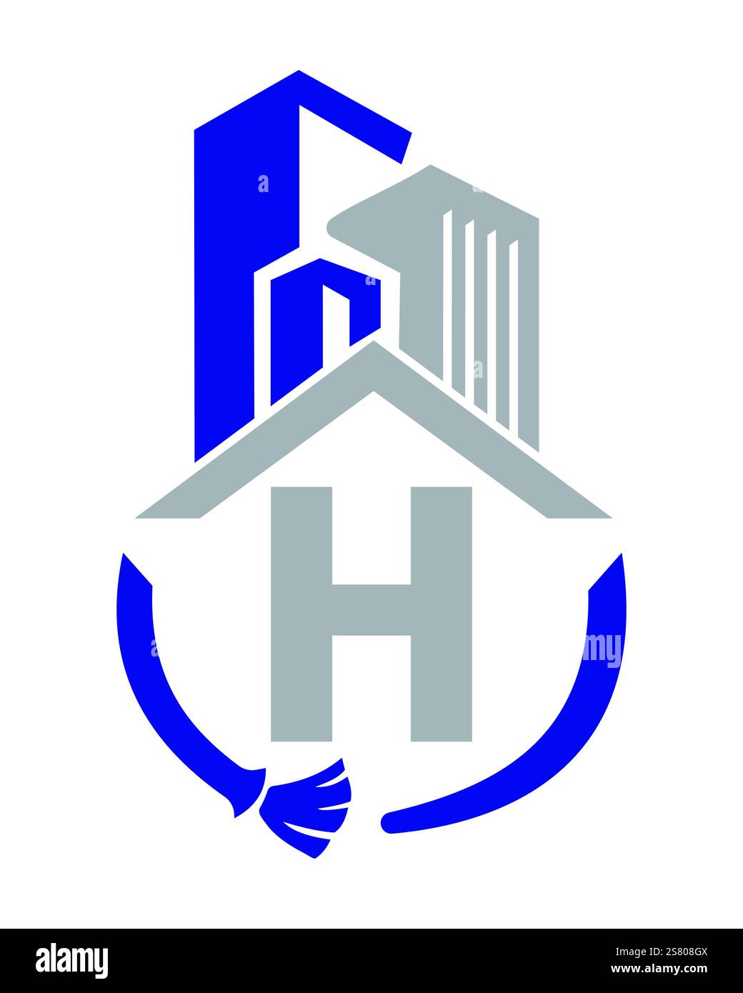 Initial Letter H Industrial Cleaning Logo Concept With Cleaning Brush ...