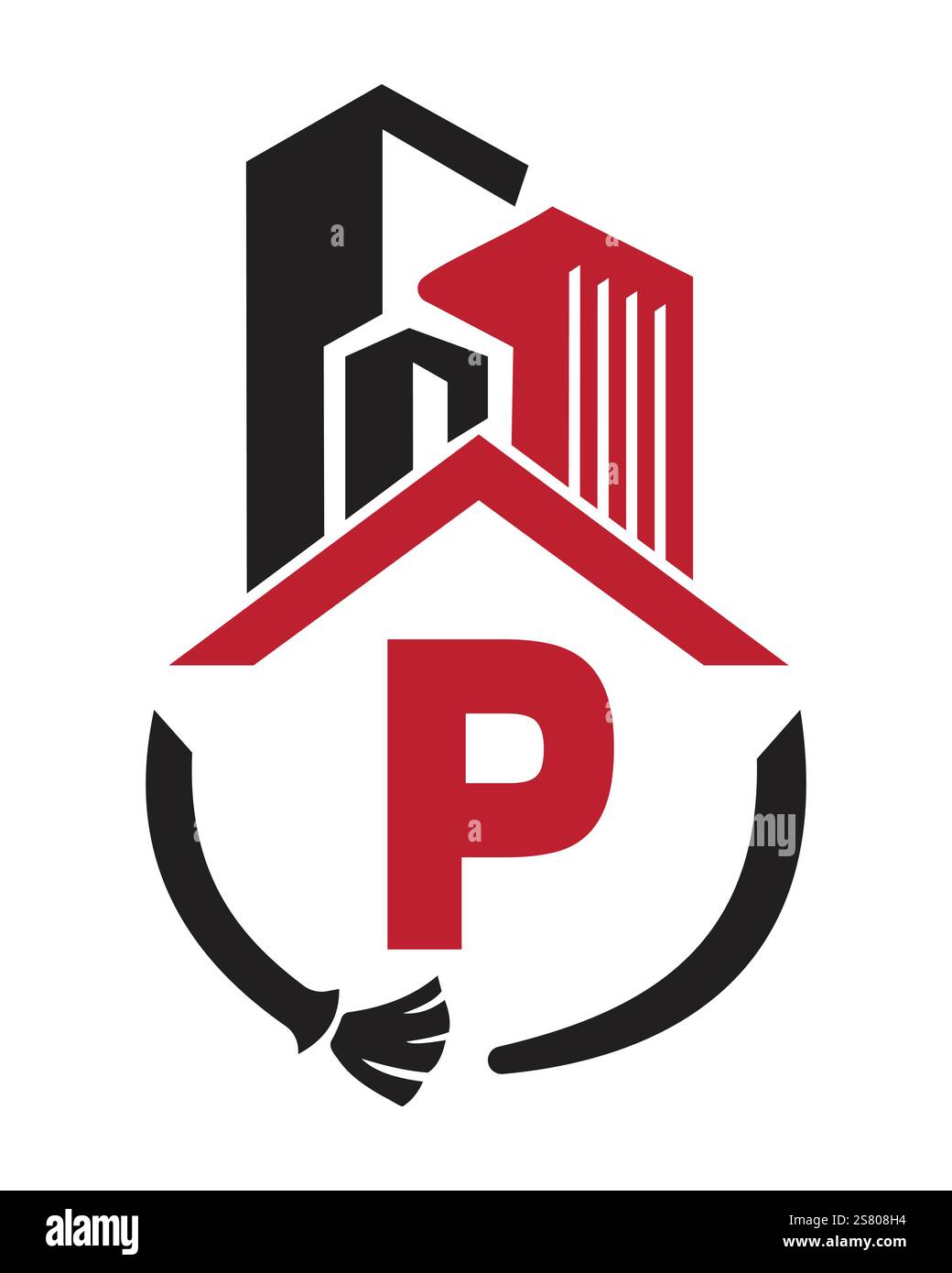Initial Letter P Industrial Cleaning Logo Concept With Cleaning Brush ...