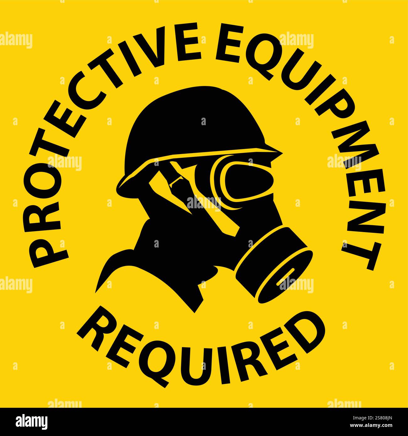 Bright yellow safety sign featuring a soldier silhouette, conveying the ...