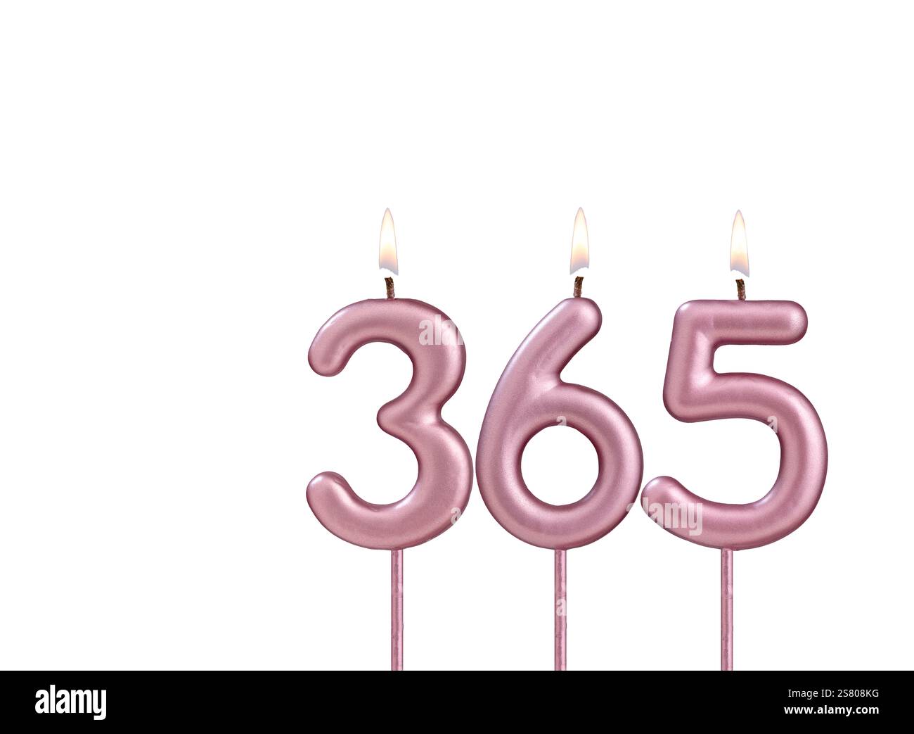Three candles forming the number 365 - White background Stock Photo - Alamy