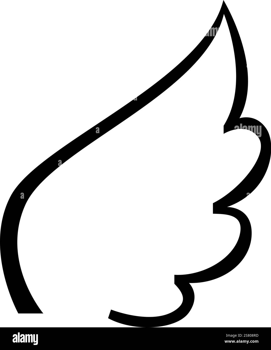 Simple line art depicting an angel wing gracefully rising with soft ...